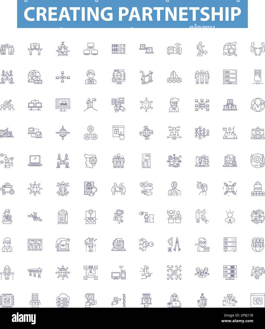 Creating partnetship line icons, signs set. Partnership, Collaborate ...