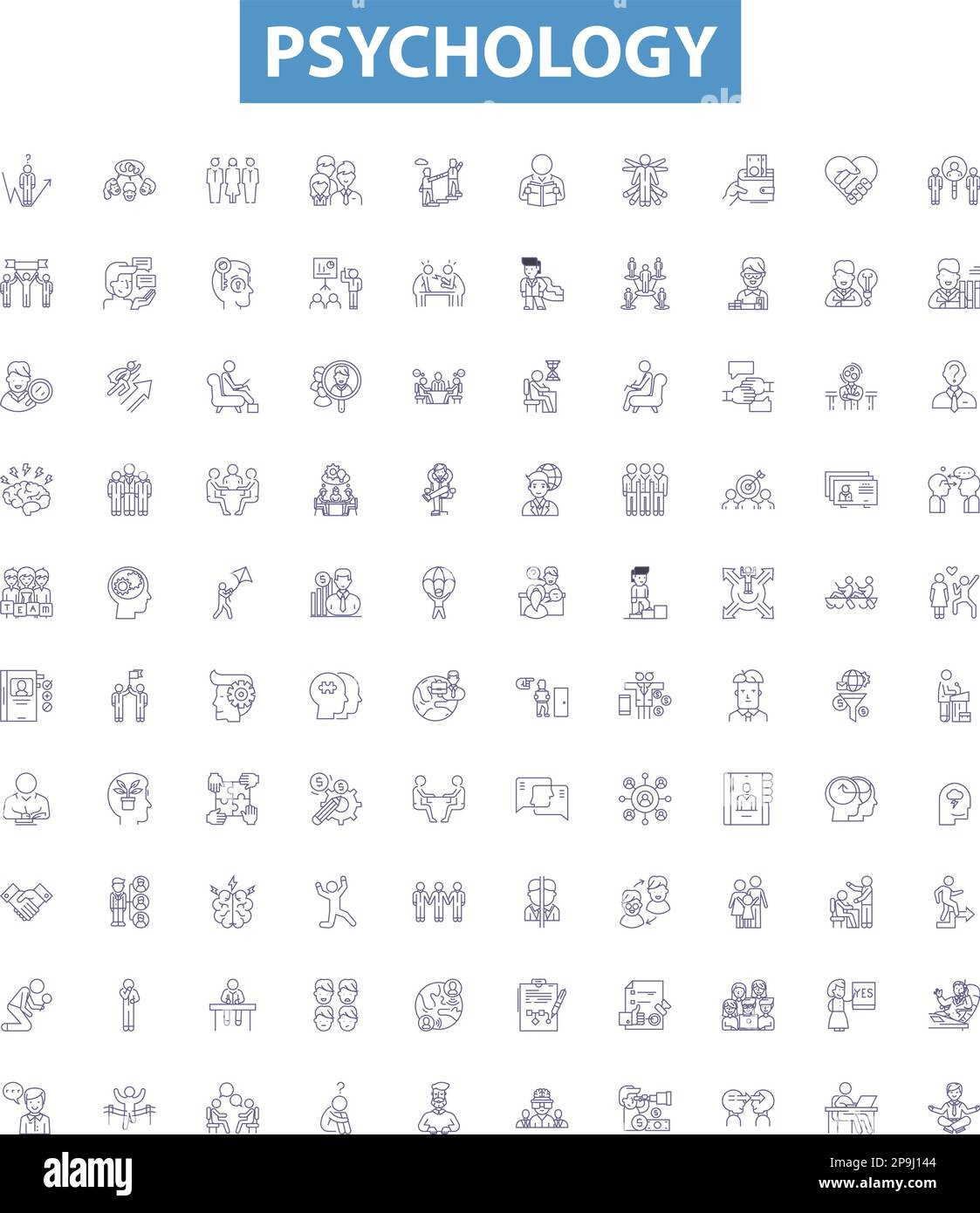 Psychology line icons, signs set. Psychology, Mind, Brain, Emotions, Behavior, Cognition ...