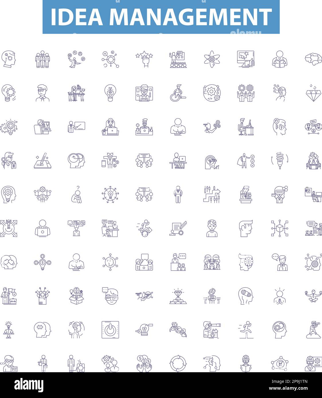 Idea management line icons, signs set. Conceptualization, Brainstorming, Innovation ...