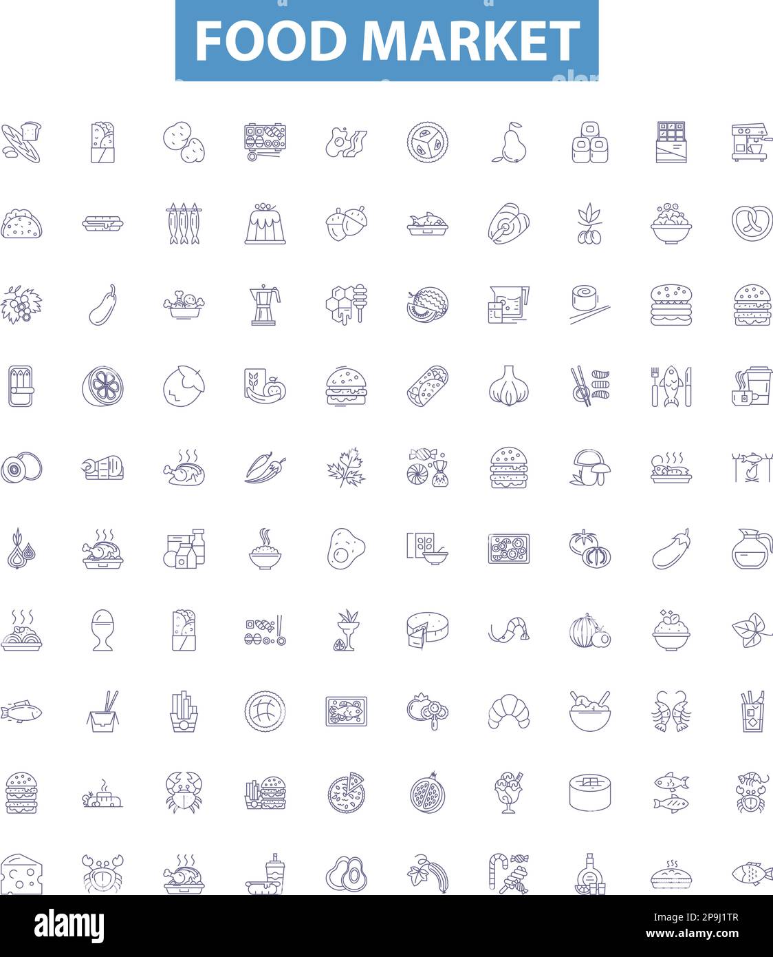 Food market line icons, signs set. Grocery, Supermarket, Produce, Co op ...