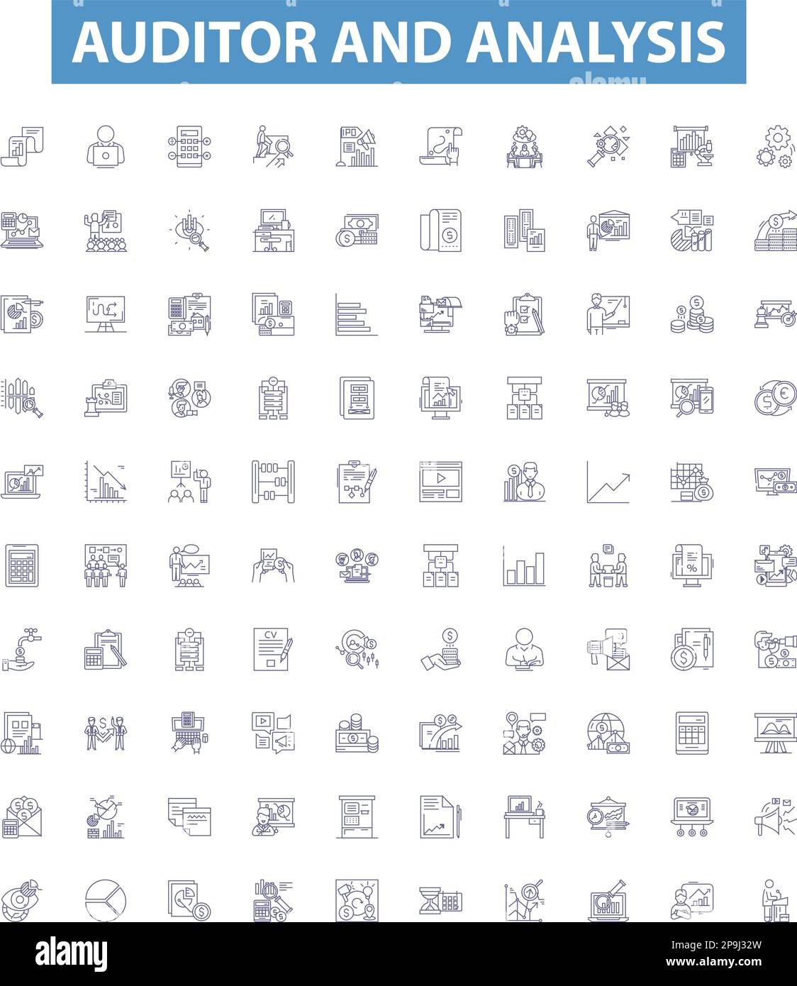 Auditor and analysis line icons, signs set. Auditor, Analysis, Auditing ...