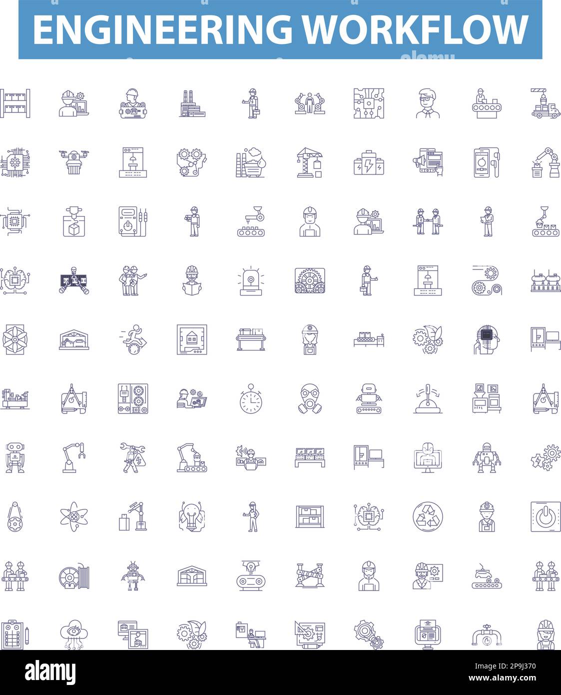 Engineering workflow line icons, signs set. Engineering, workflow ... Engineering workflow line icons, signs set. Engineering, workflow ...