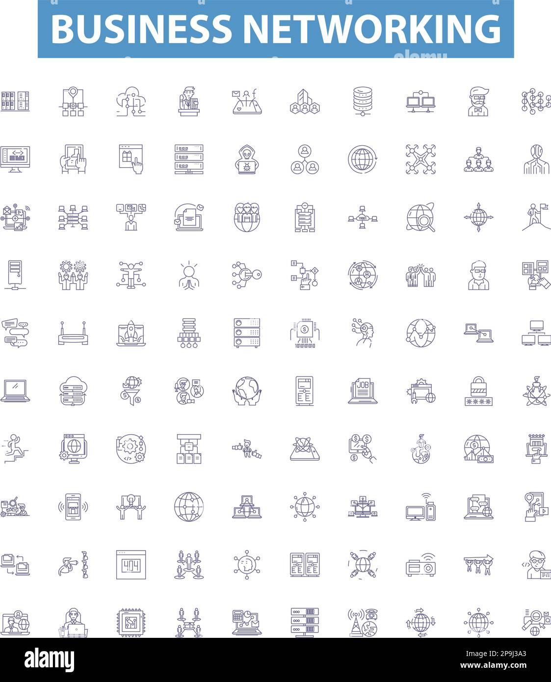 Business networking line icons, signs set. Networking, Business ...