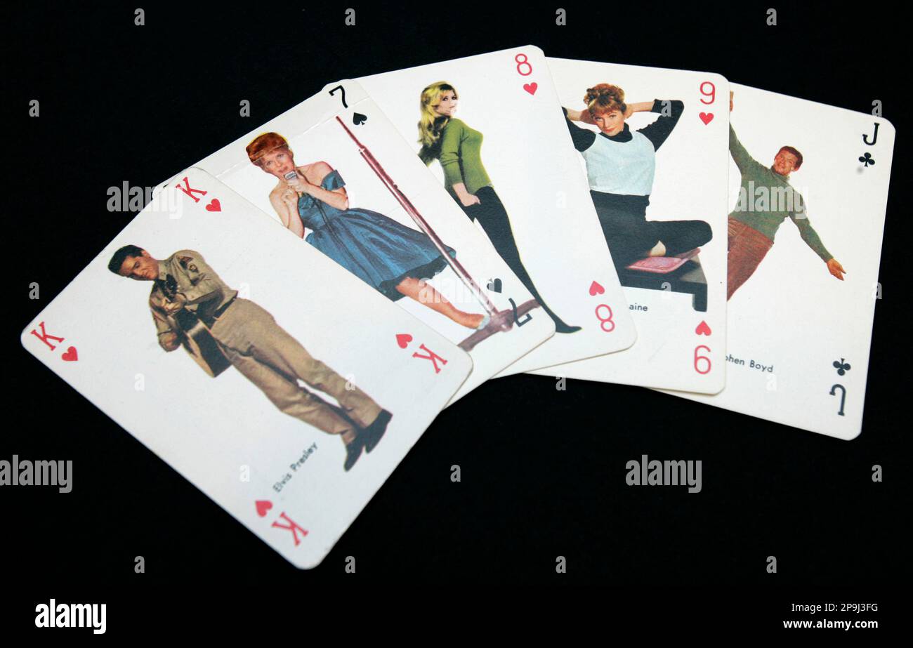Playing cards featuring popular entertainers, including Elvis Presley ...
