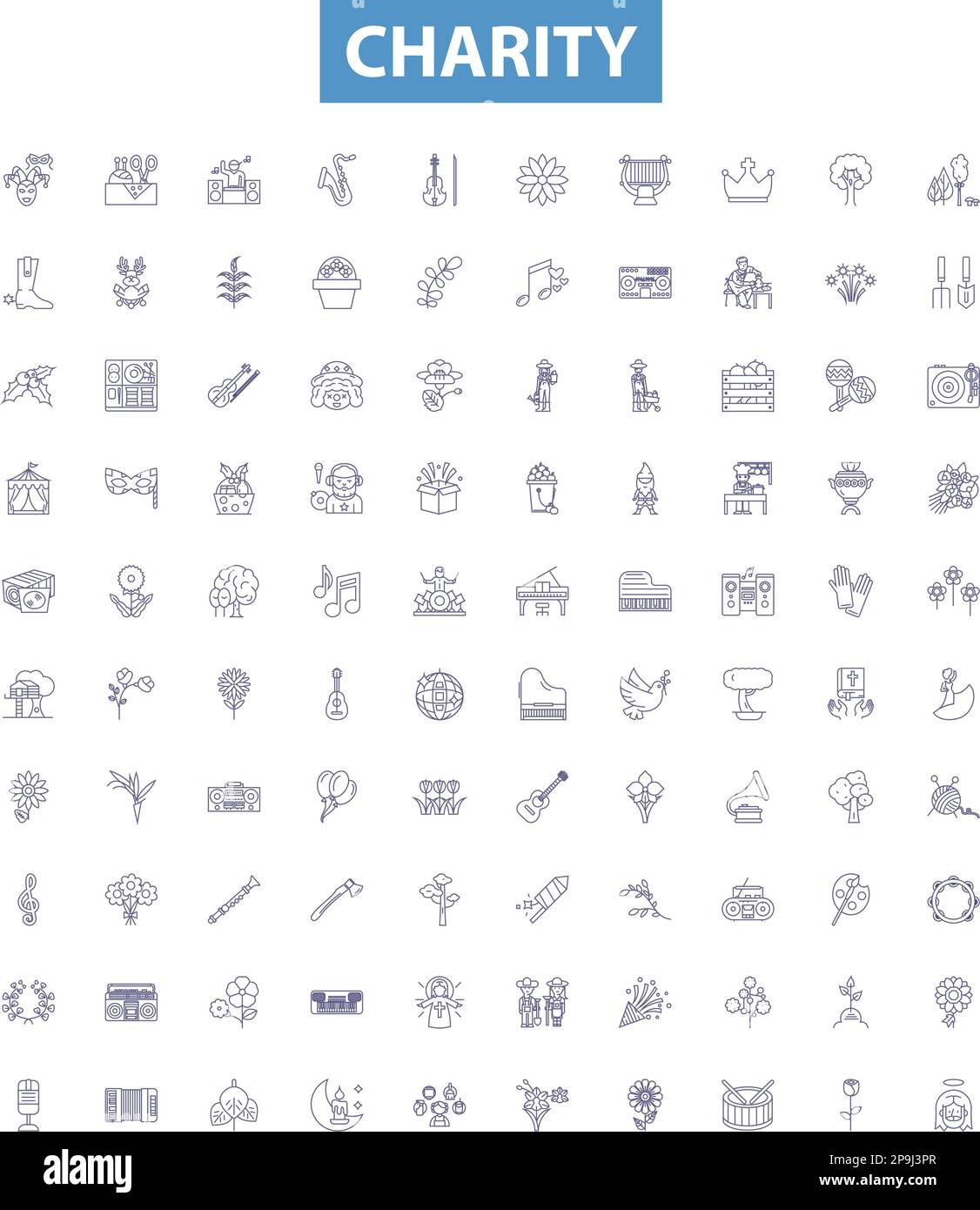 Charity line icons, signs set. Giving, Kindness, Philanthropy, Donate ...