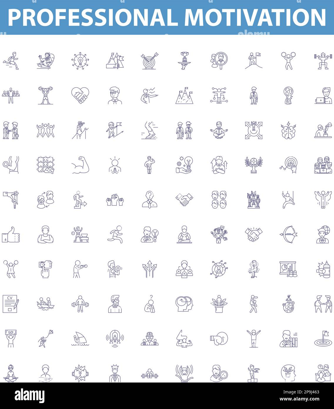 Professional motivation line icons, signs set. Inspiration, Enthusiasm ...