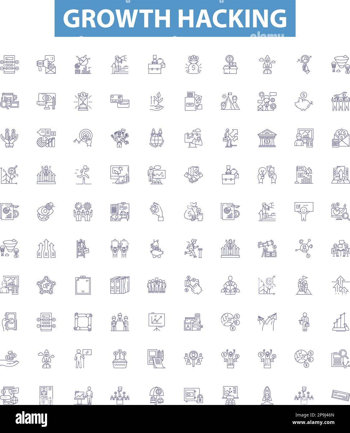 Growth hacking line icons, signs set. Acquisition, Monetization ...