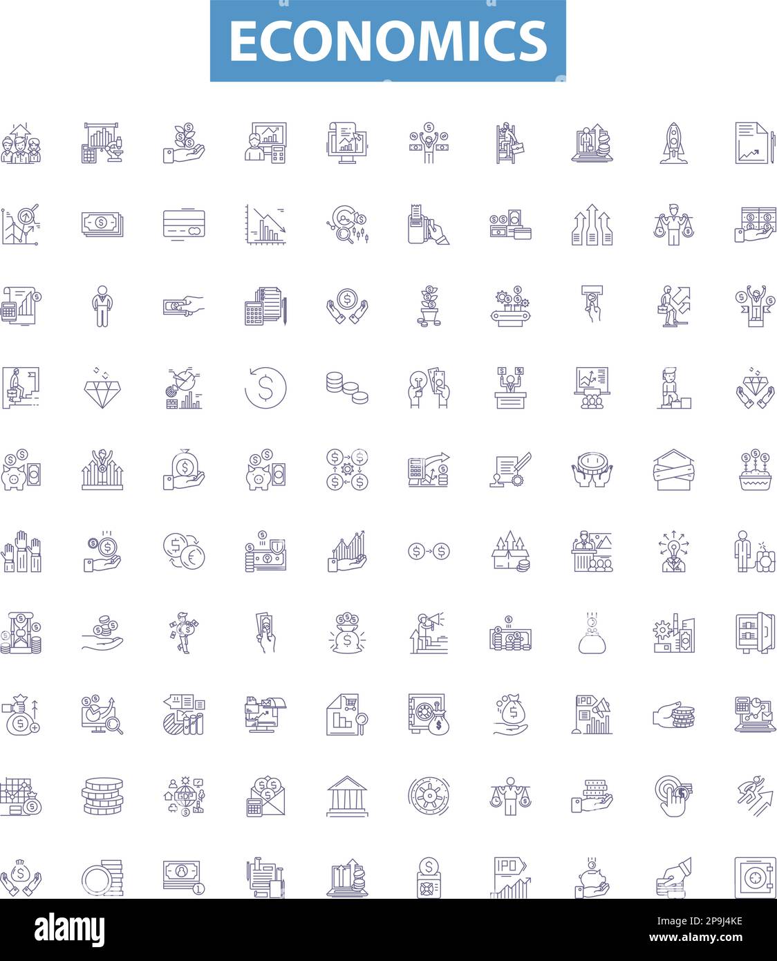 Economics line icons, signs set. Economy, Finance, Supply, Demand ...