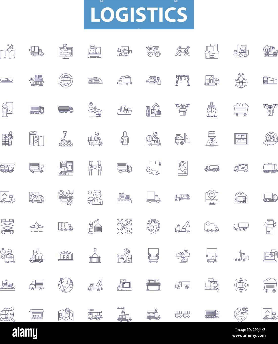 Logistics line icons, signs set. Distribution, Shipping, Delivery, Transportation, Freight ...