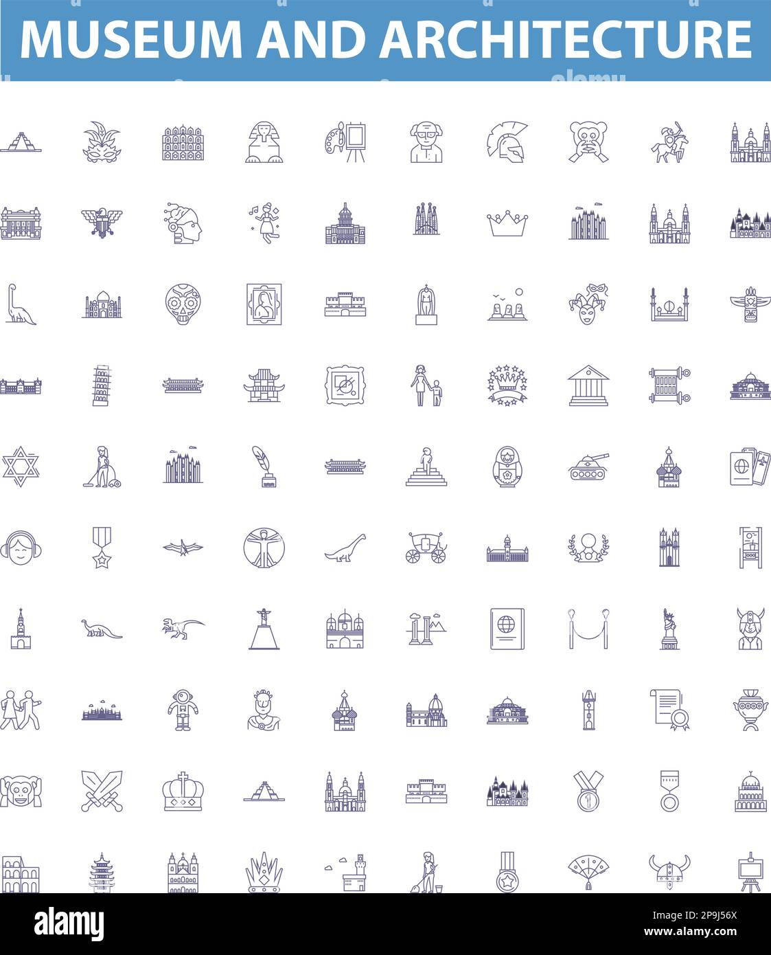 Museum and architecture line icons, signs set. Museum, Architecture ...
