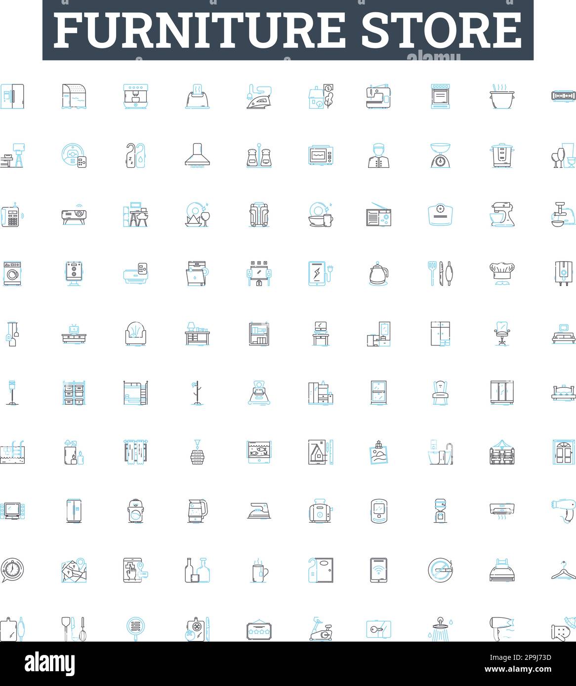 Furniture store vector line icons set. Furniture, Store, Sofa, Chair ...