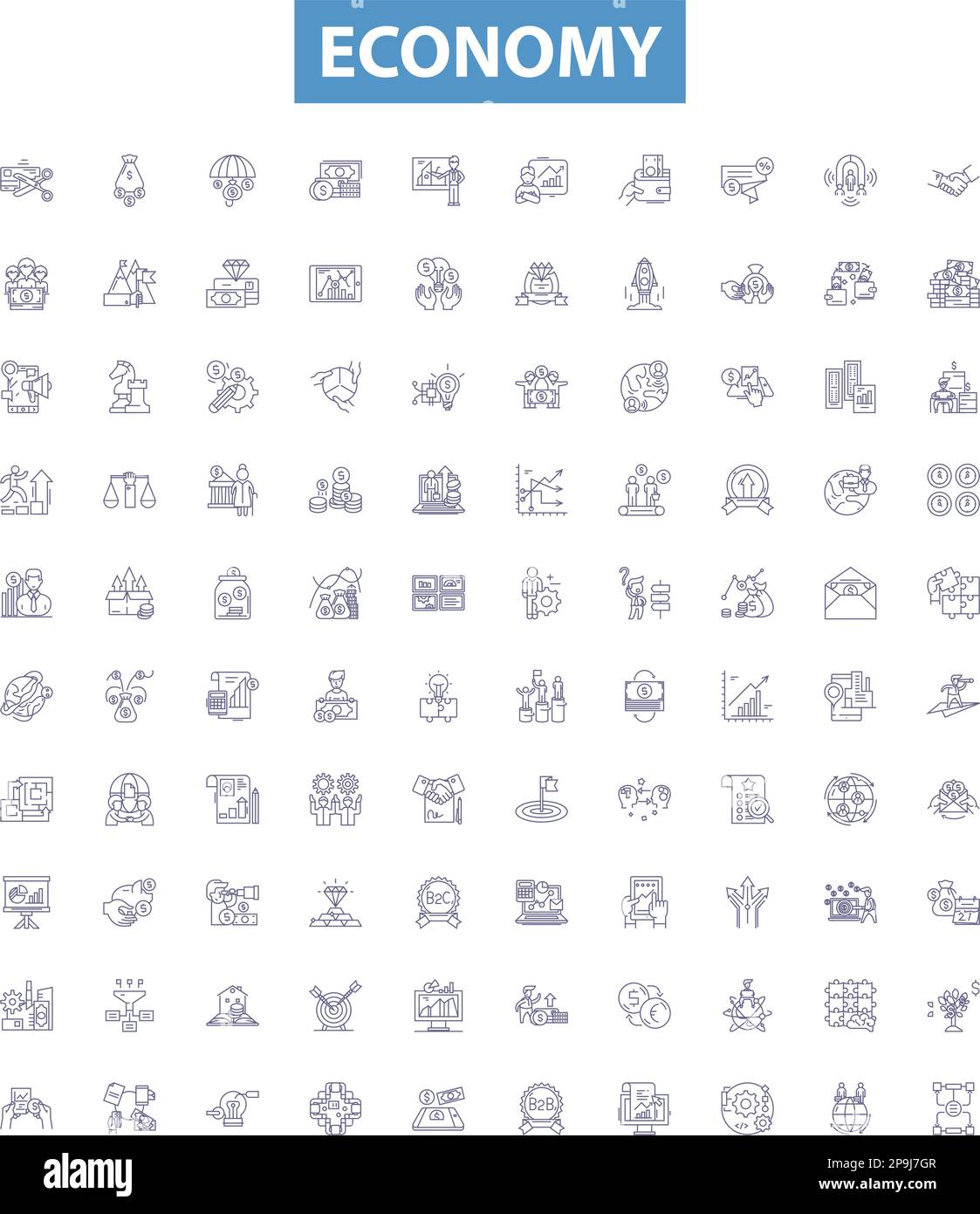 Economy line icons, signs set. Finance, Exchange, Trade, Revenue ...