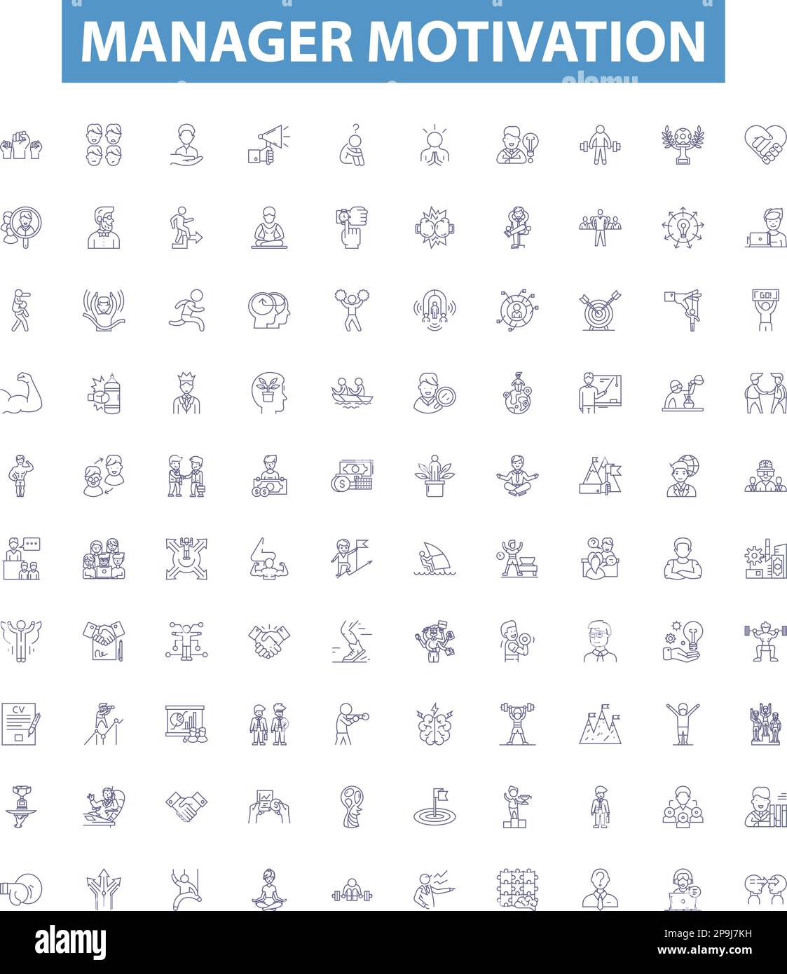 Manager motivation line icons, signs set. Motivation, Management, Lead ...