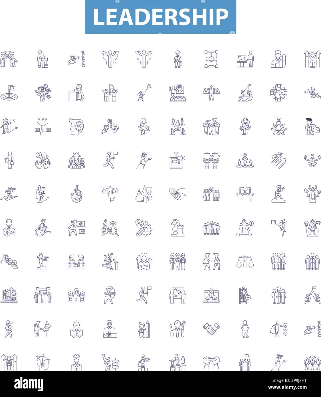 Leadership line icons, signs set. Leadership, Managerial, Authority ...