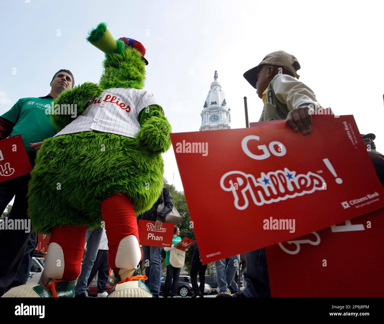 The Philadelphia Phillies mascot the Phillie Phanatic is seen near City ...