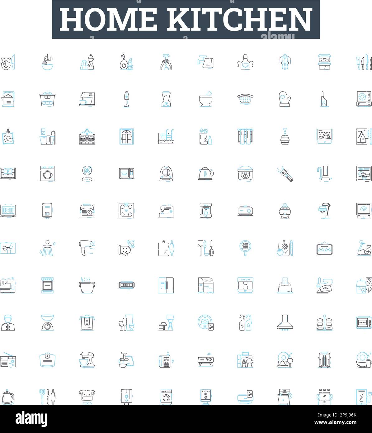 Home kitchen vector line icons set. Kitchen, Home, Cooking, Appliances ...