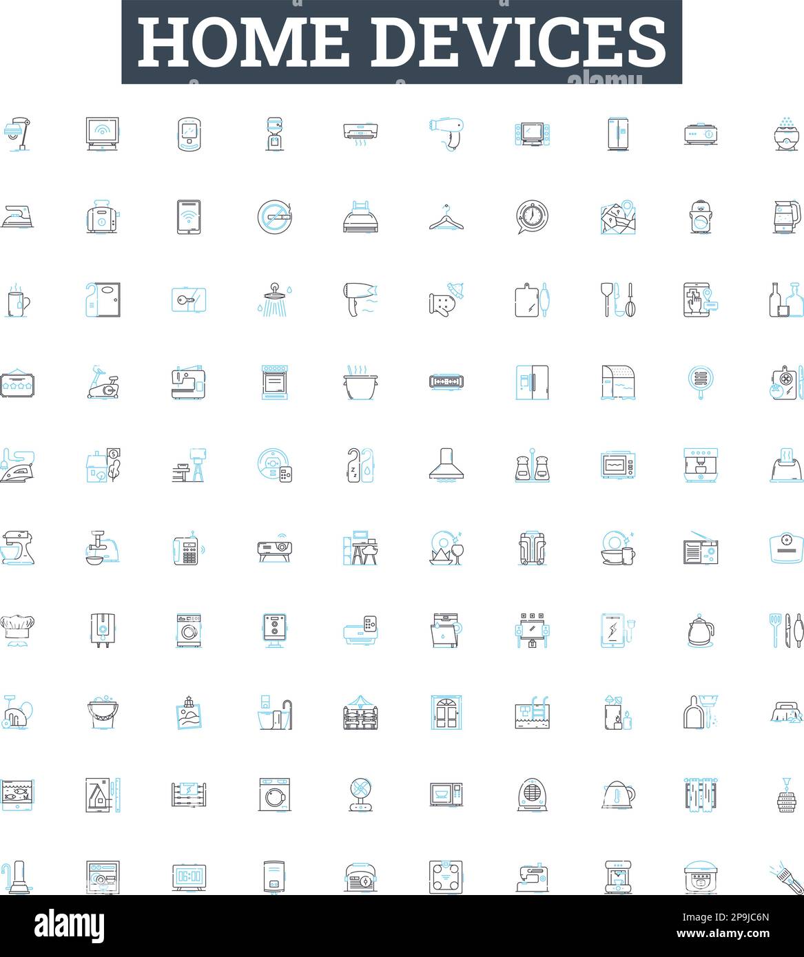 Home devices vector line icons set. Appliances, Electronics, Television ...