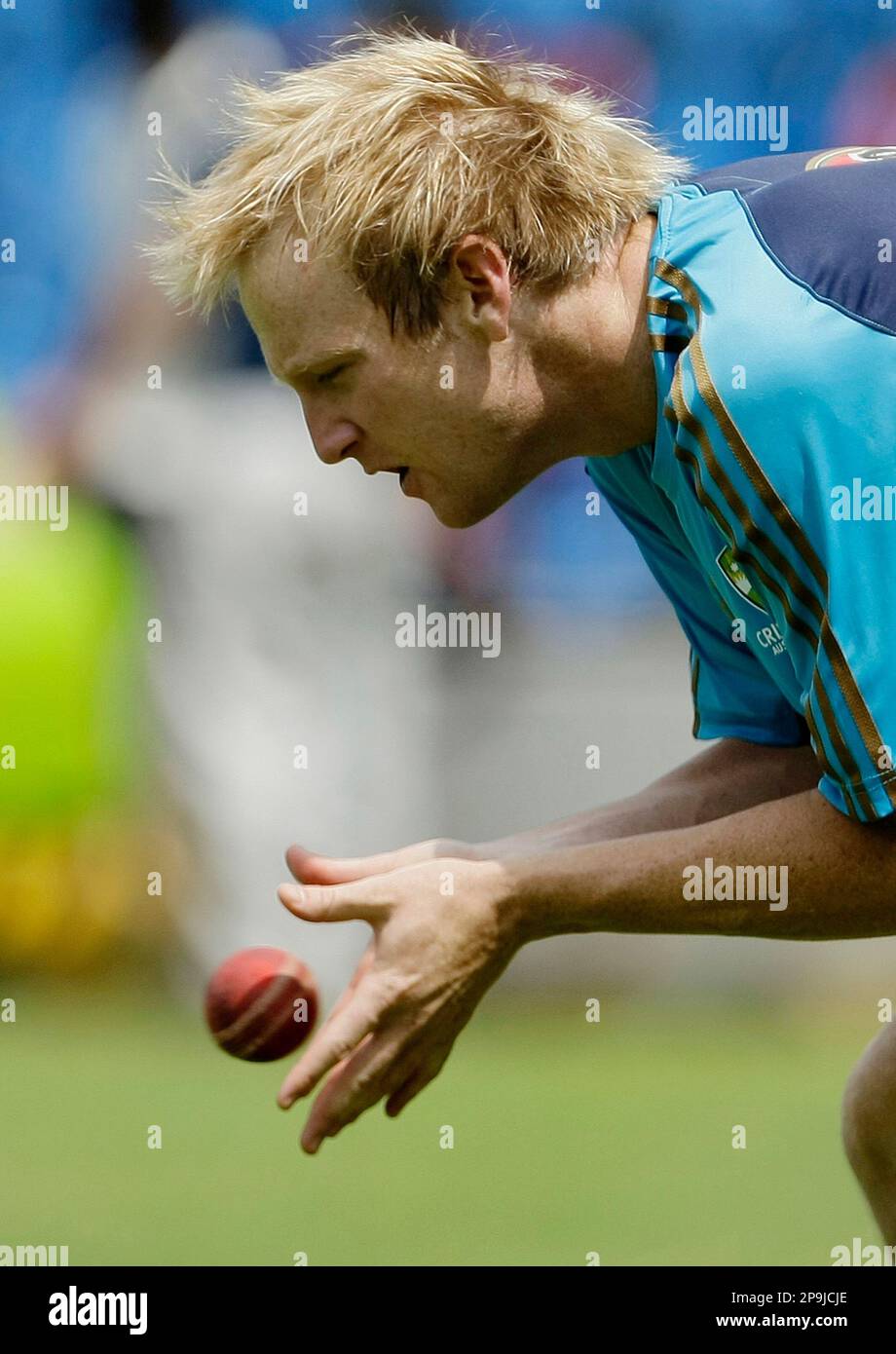 Australian cricket player Cameron White prepares to take a catch during ...