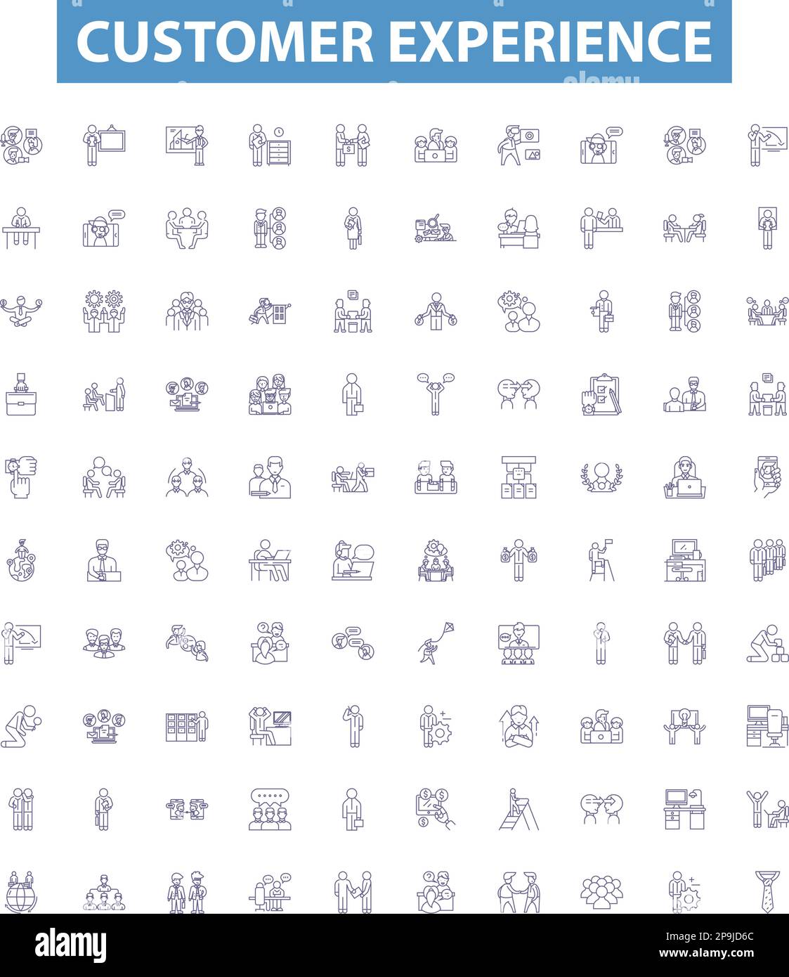 Customer experience line icons, signs set. Client, Quality, Satisfaction, Interaction, Feedback ...