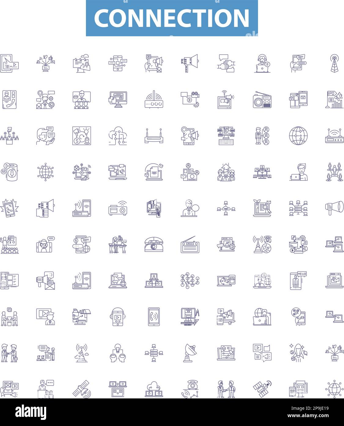 Connection line icons, signs set. Link, Union, Bond, Correlation ...