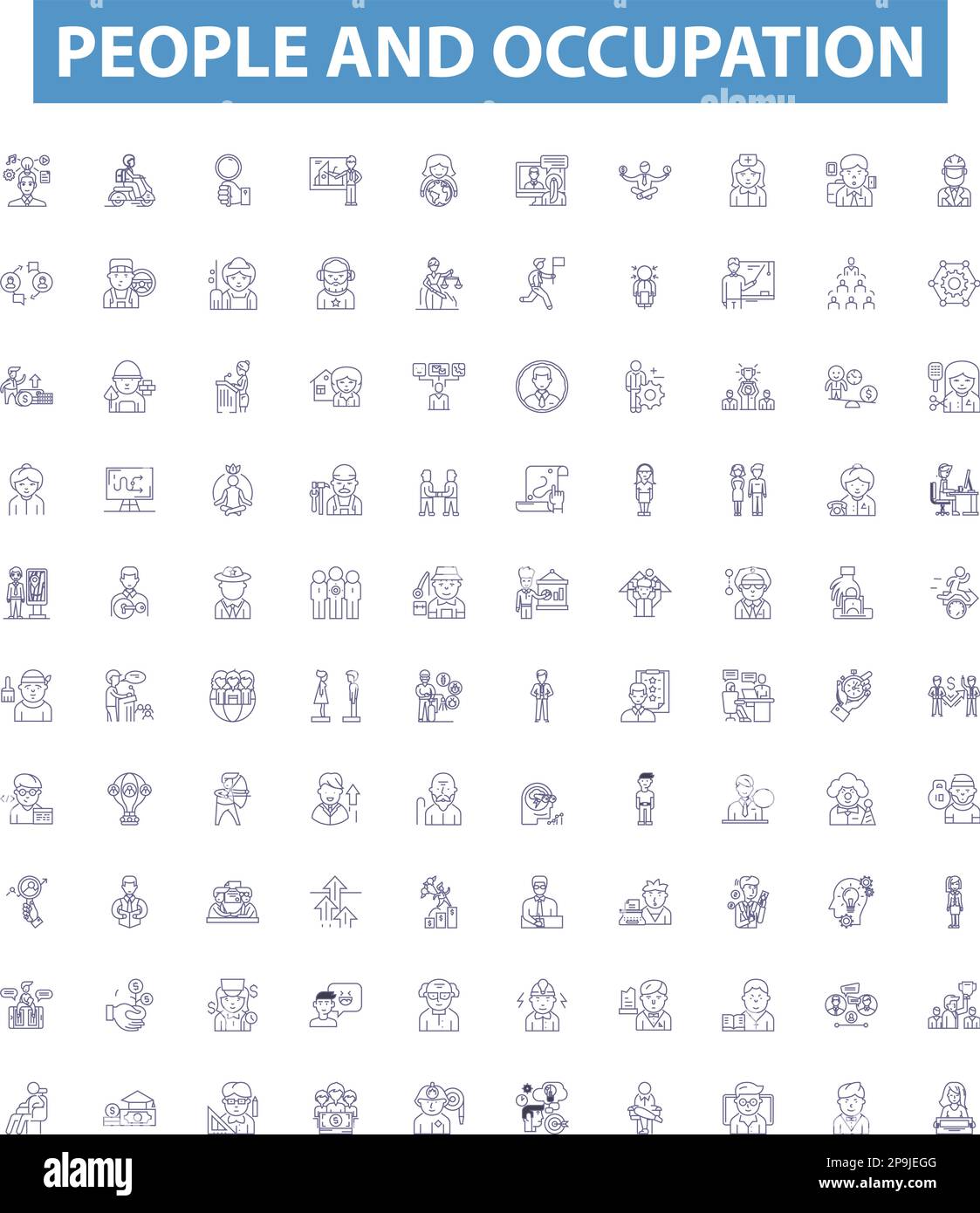 People and occupation line icons, signs set. People, Occupation ...