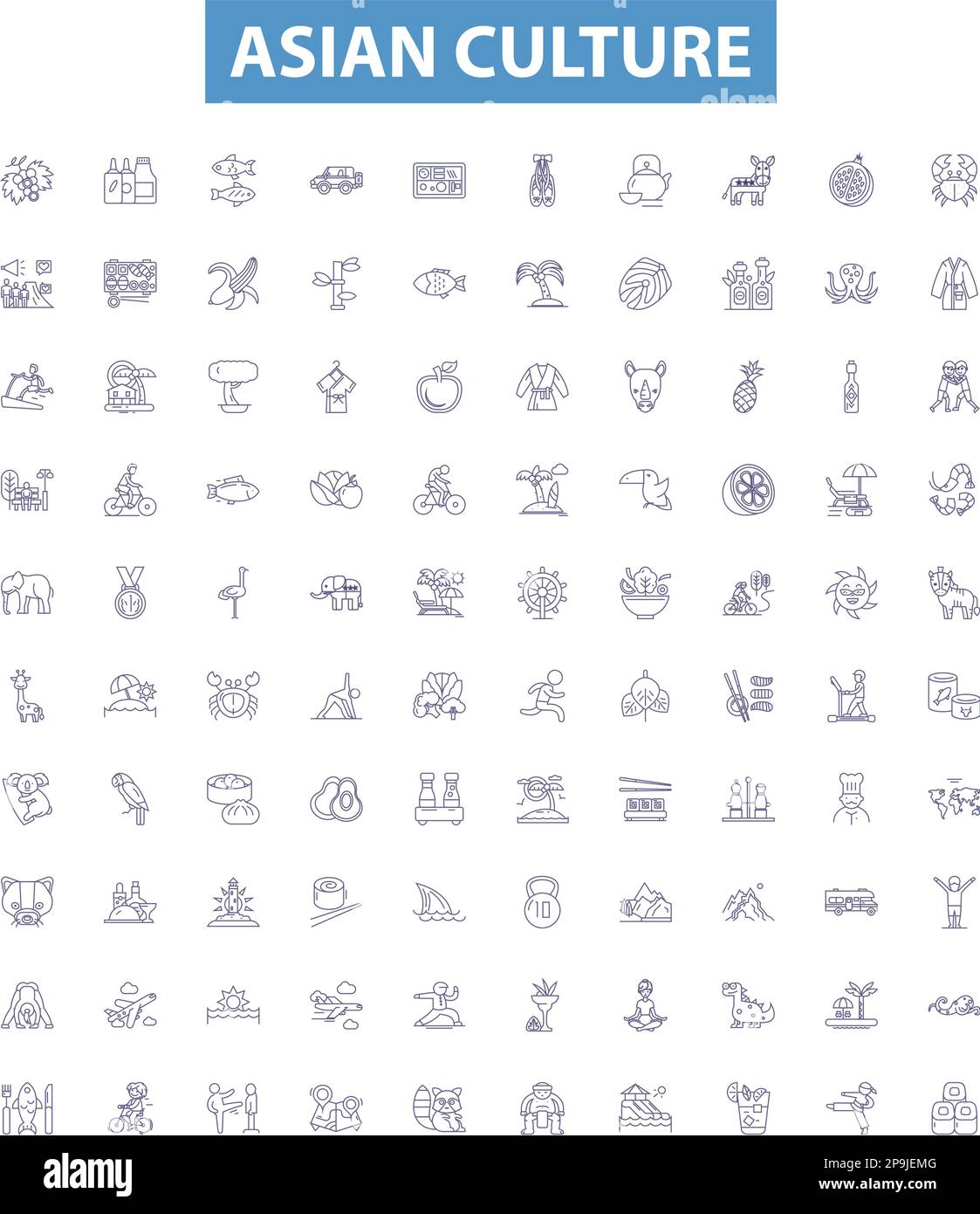 Asian culture line icons, signs set. Asian, Culture, Japan, China ...