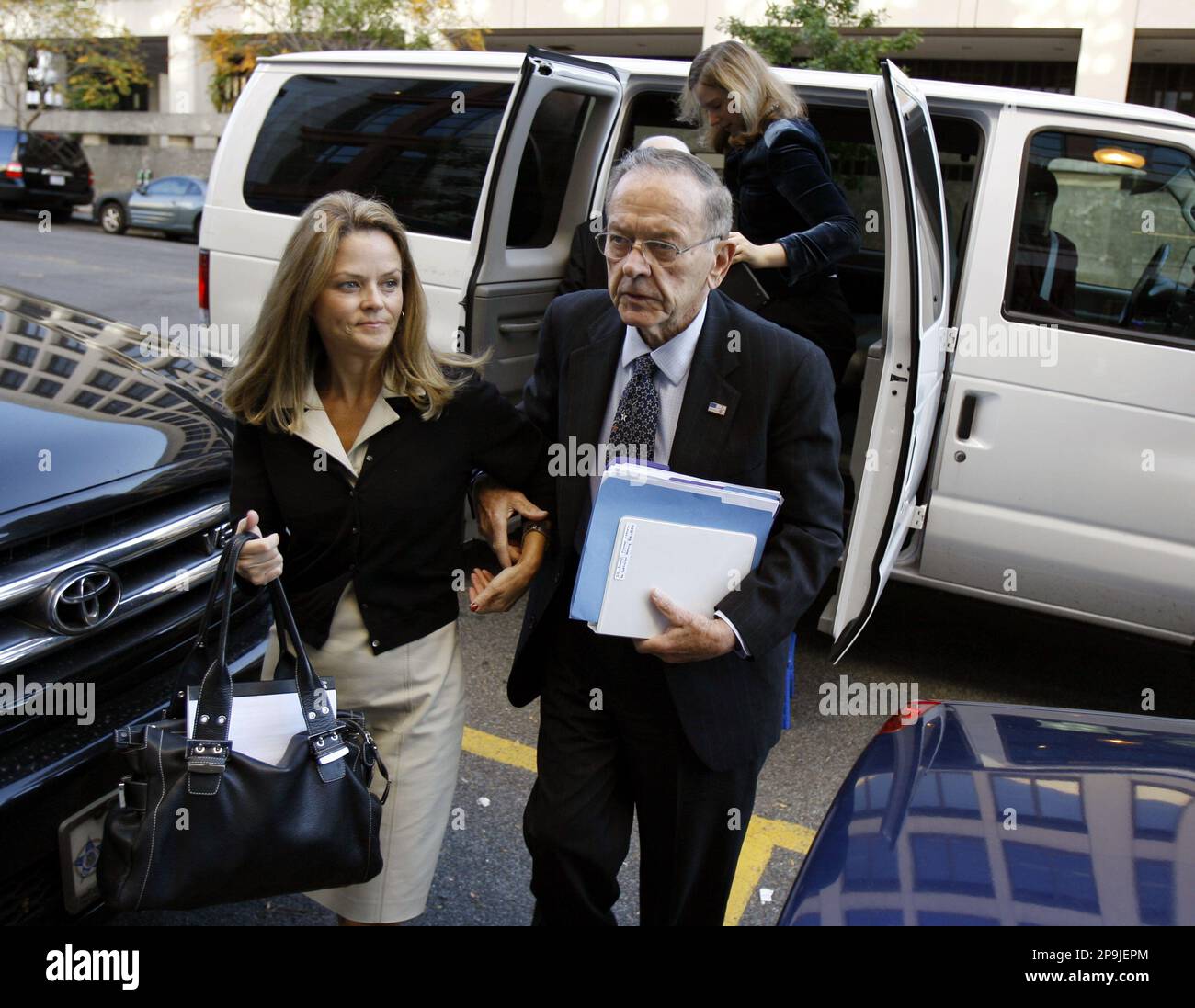 Sen. Ted Stevens, R-Alaska, arrives with his daughter Beth Stevens at U ...
