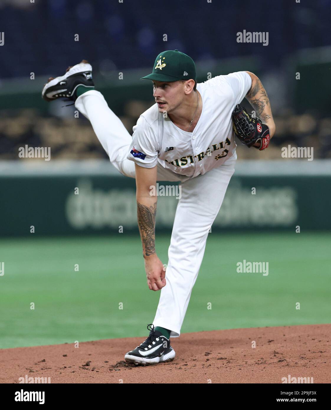Australia's Kyle Glogoski throws a ball at the World Baseball Classic ...