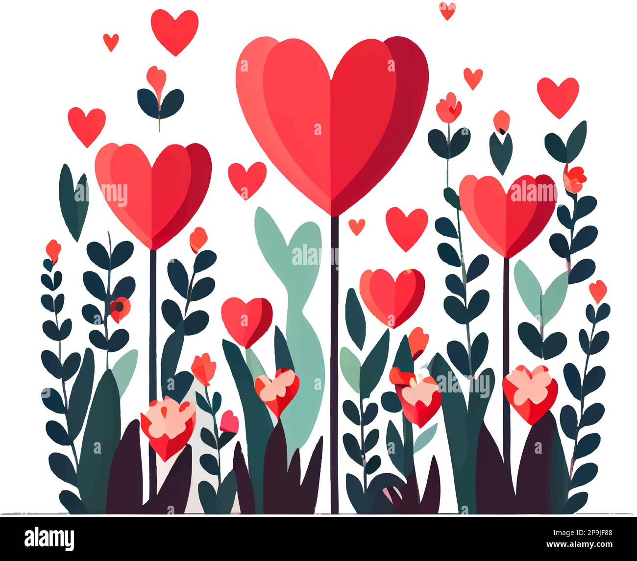 vector illustration of frame background with heart spring concept Stock ...