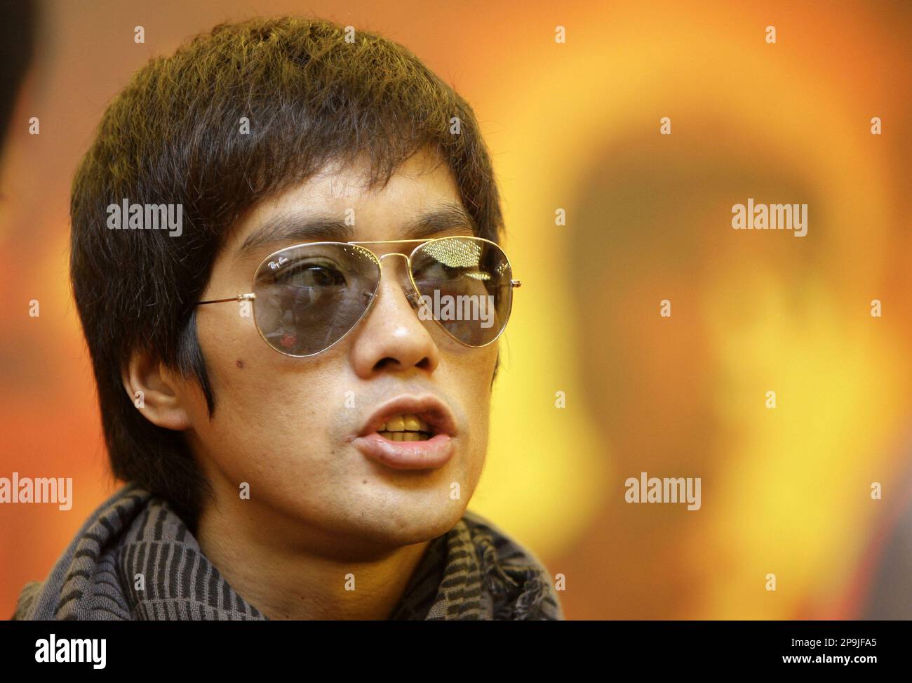 Hong Kong actor Danny Chan speaks in an interview before a press ...