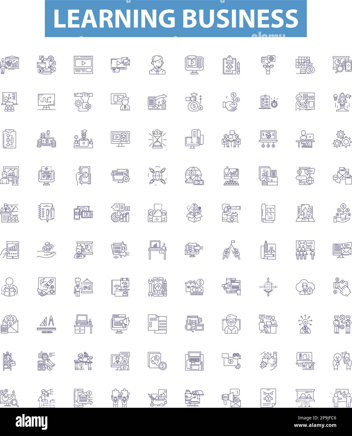 Learning business line icons, signs set. Business, Learning, Skills ...