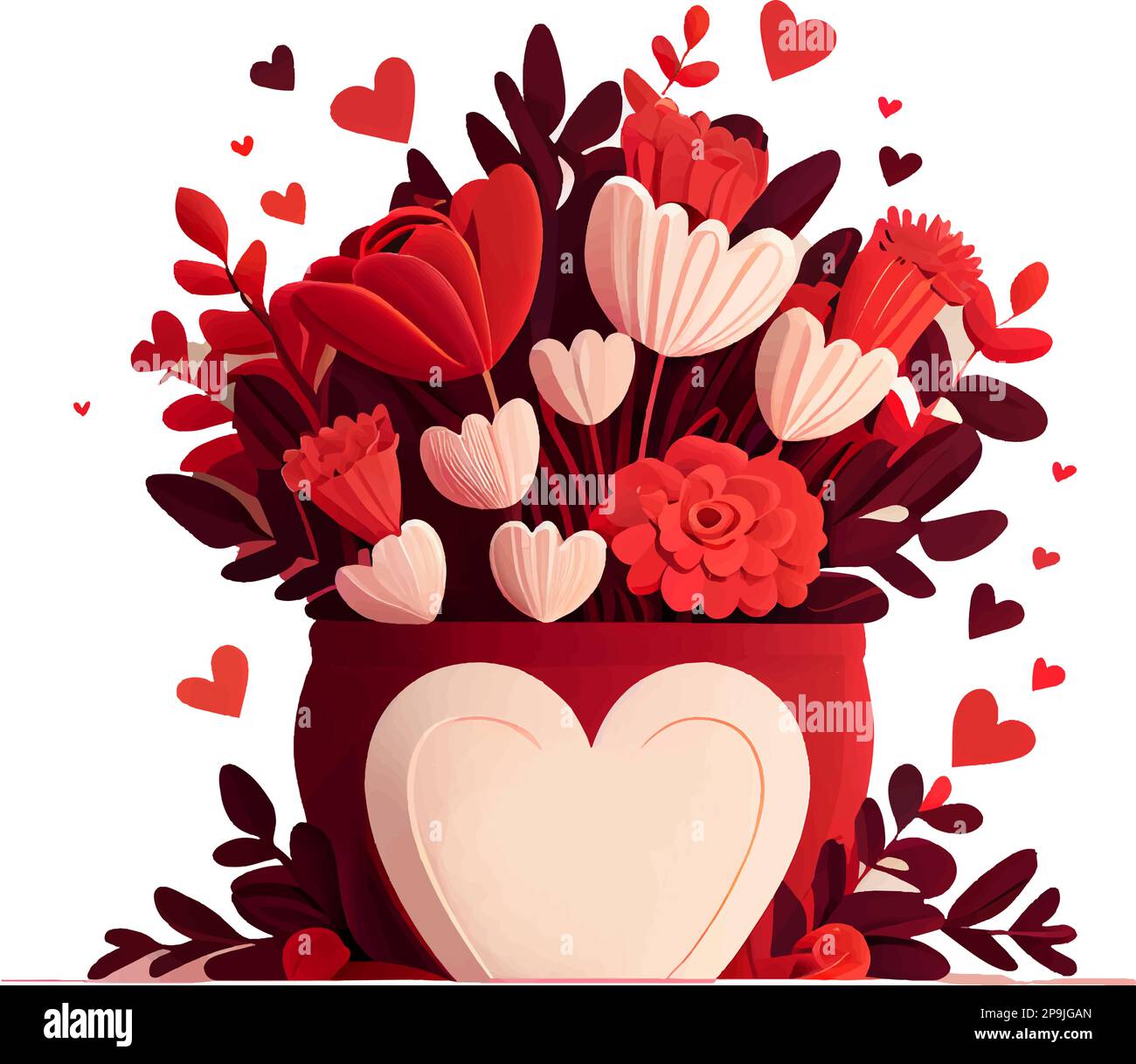 vector illustration of frame background with heart spring concept Stock ...