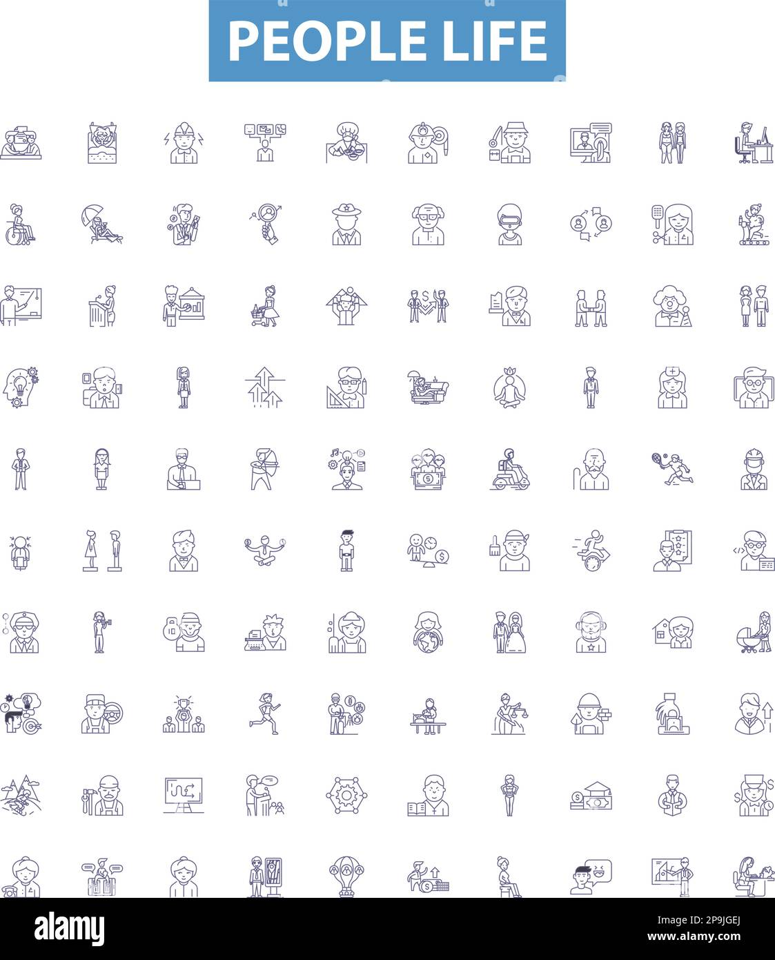 People life line icons, signs set. Life, People, Existence, Family ...