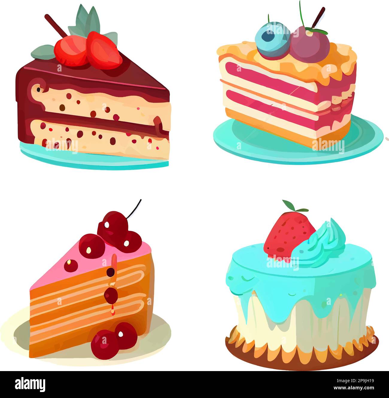 set vector illustration of slice cake isolating background Stock Vector ...