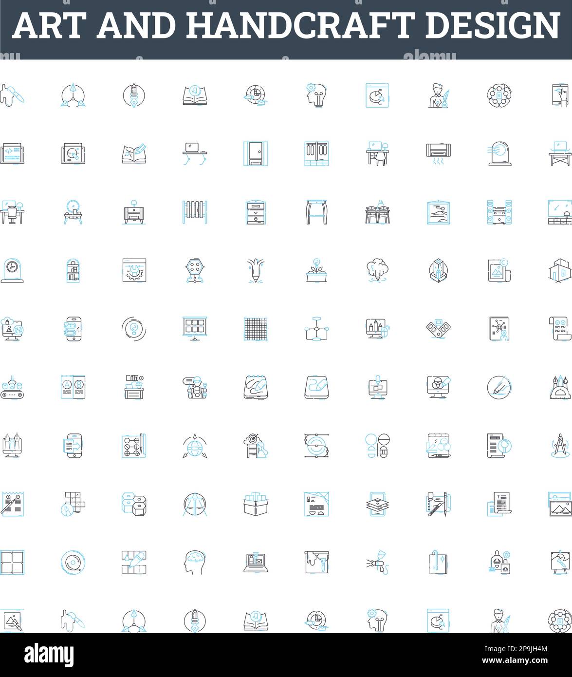 Art and handcraft design vector line icons set. Inspiration, Creativity ...