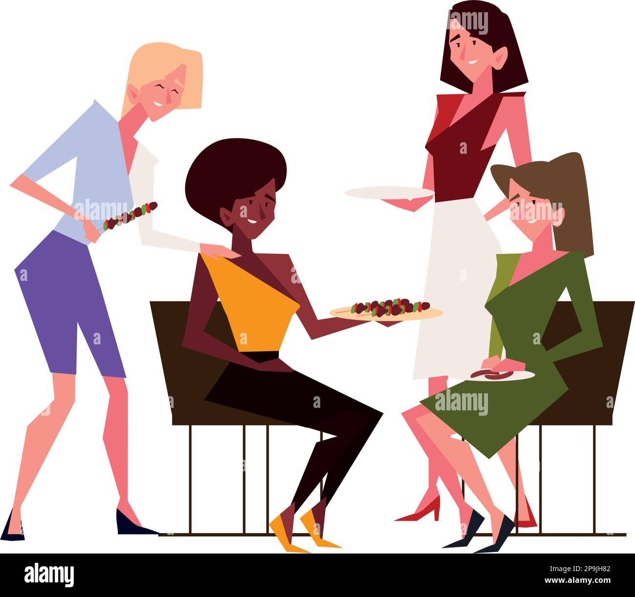 women with grill food Stock Vector Image & Art - Alamy