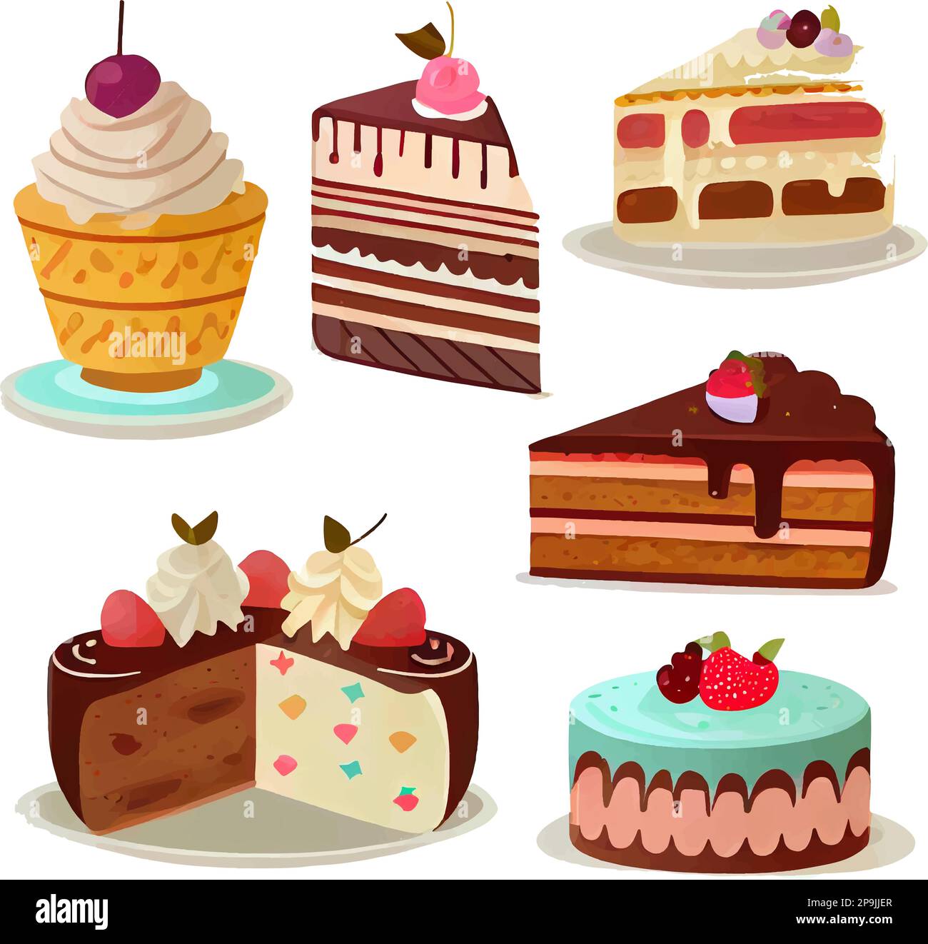 set vector illustration of slice cake isolating background Stock Vector ...