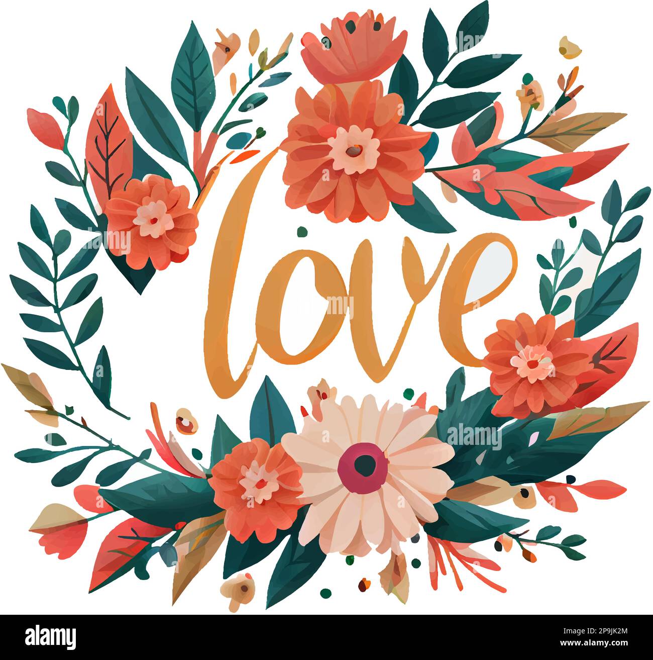 vector illustration of frame background with heart spring concept Stock ...