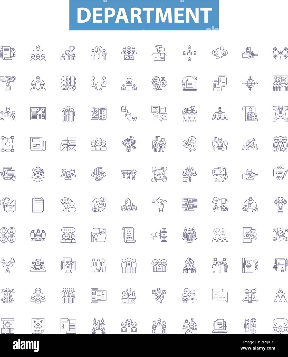 Department line icons, signs set. Division, Bureau, Office, Section ...