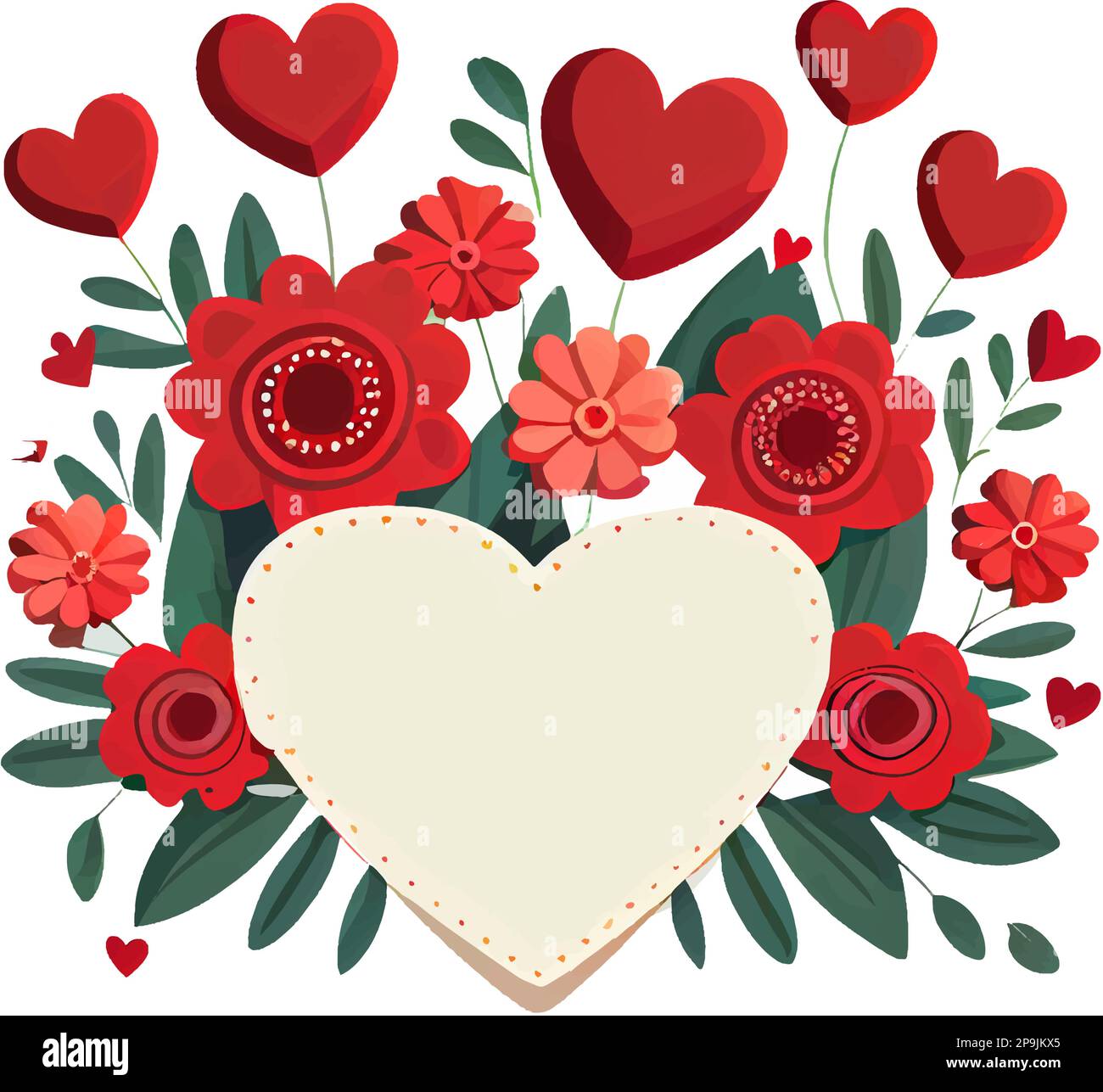 vector illustration of frame background with heart spring concept Stock ...