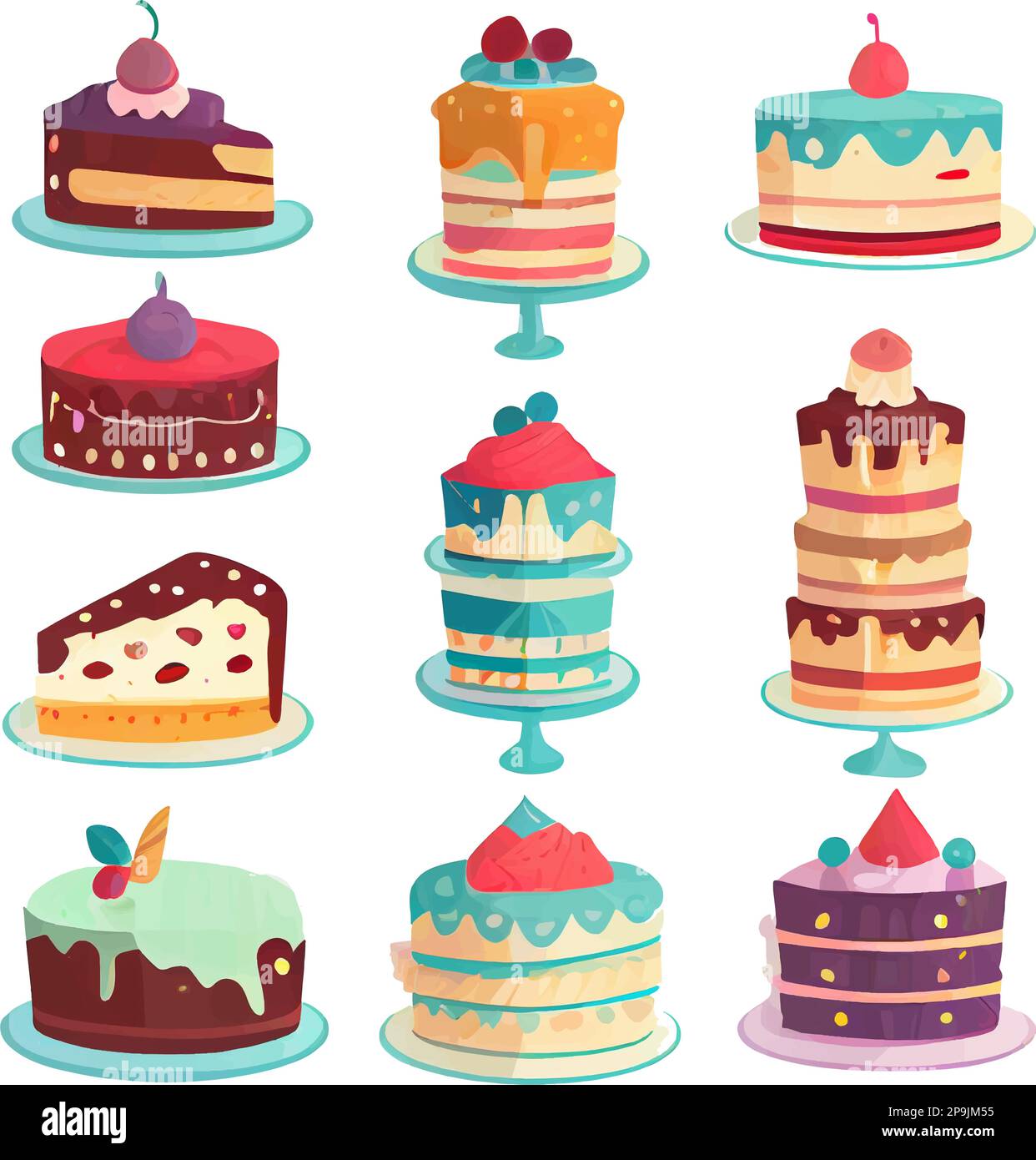 set vector illustration of slice cake isolating background Stock Vector ...