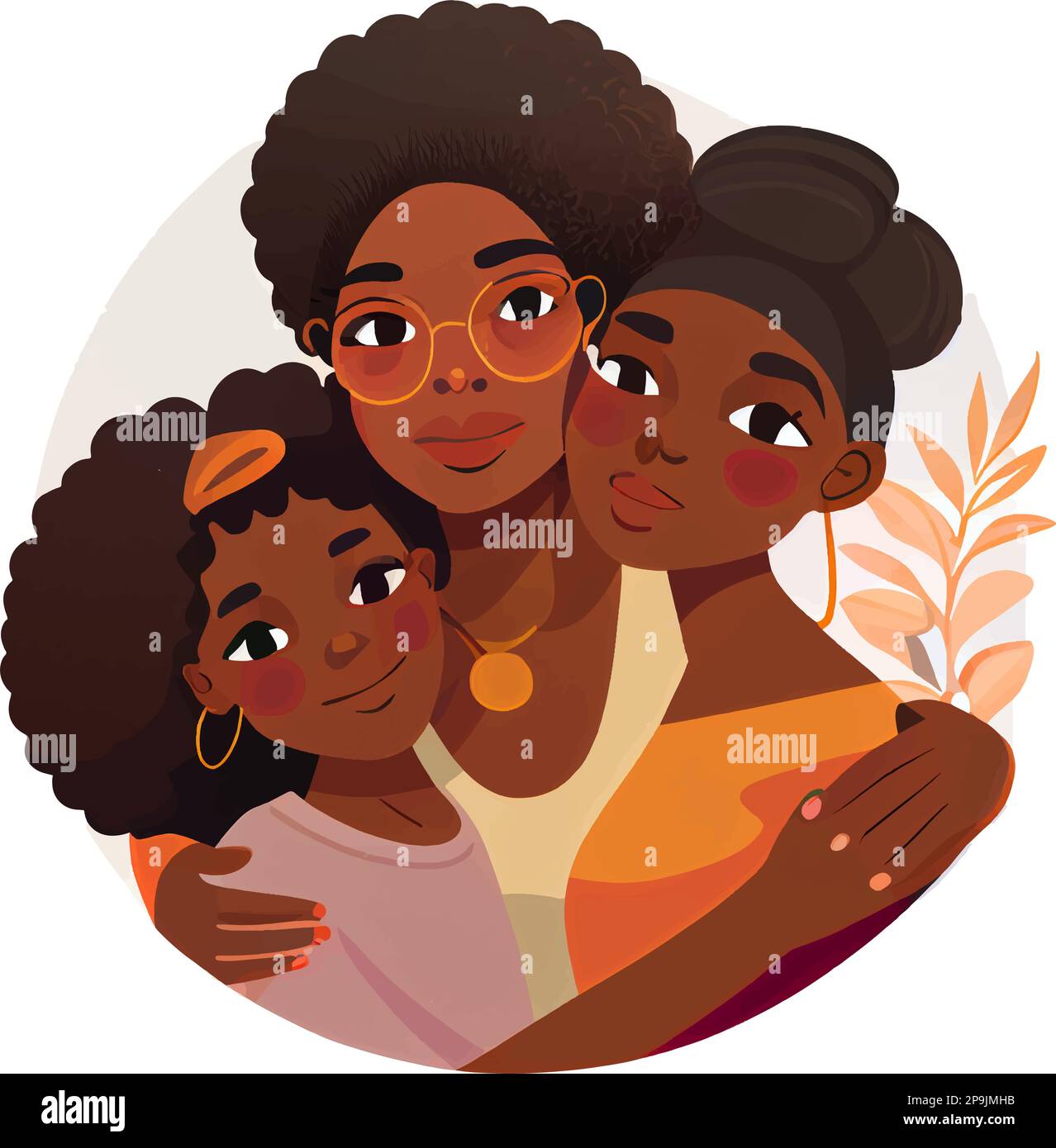 vector illustration of mother with her lovely family selebrating ...