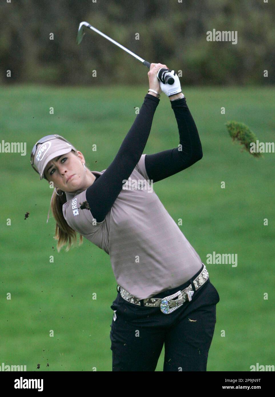 Paula Creamer follows her shot to the second green during the third ...