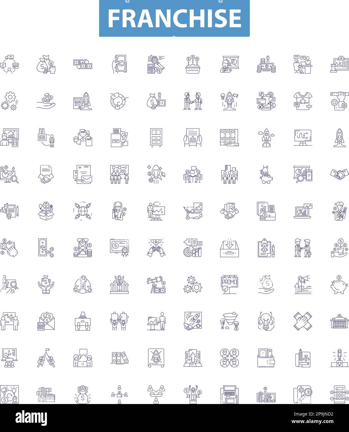 Franchise line icons, signs set. Franchising, Chain, Licensing ...