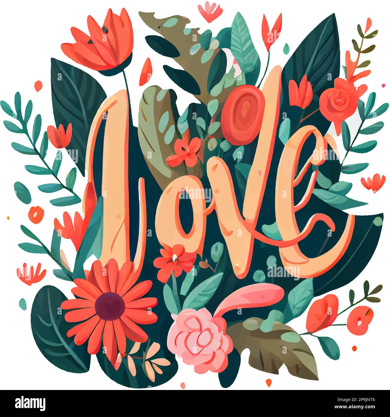 vector illustration of frame background with heart spring concept Stock ...