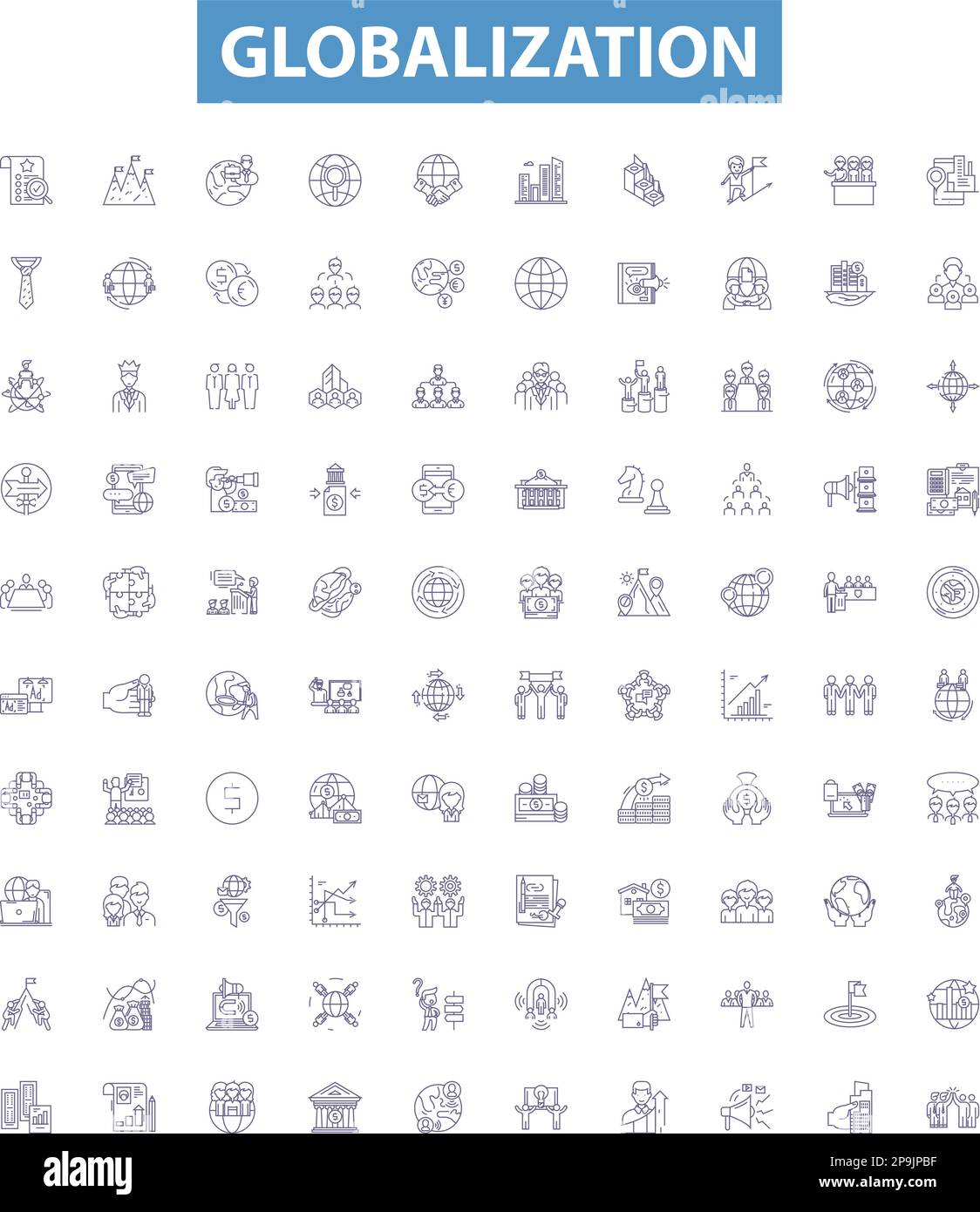 Globalization line icons, signs set. Internationalization, Integration ...