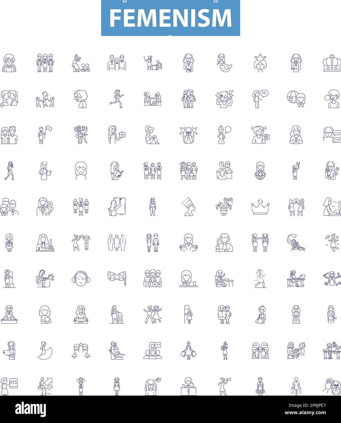 Femenism line icons, signs set. Feminism, Womanism, Equality ...