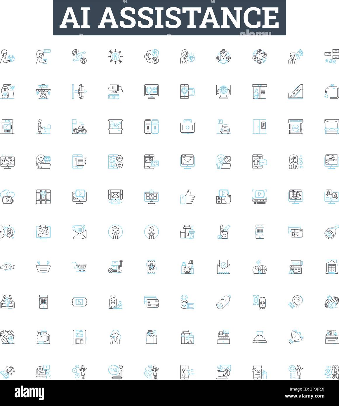 Ai assistance vector line icons set. AI, Assistance, Automation ...