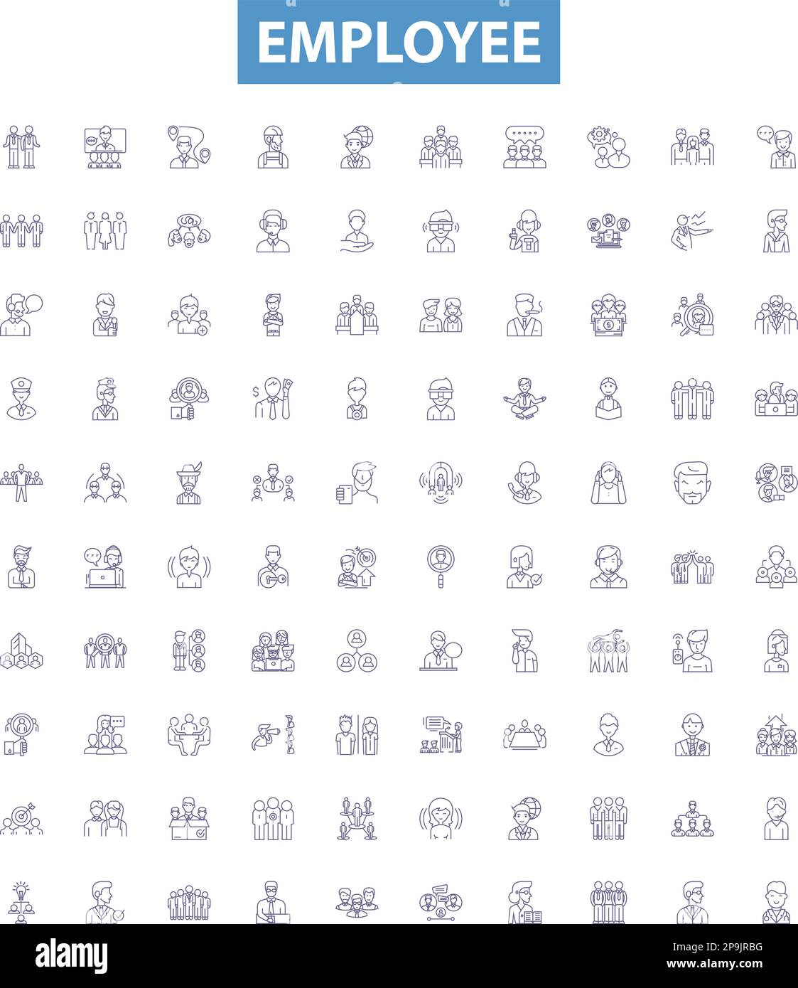 Employee line icons, signs set. Worker, Staff, Person, Personnel ...