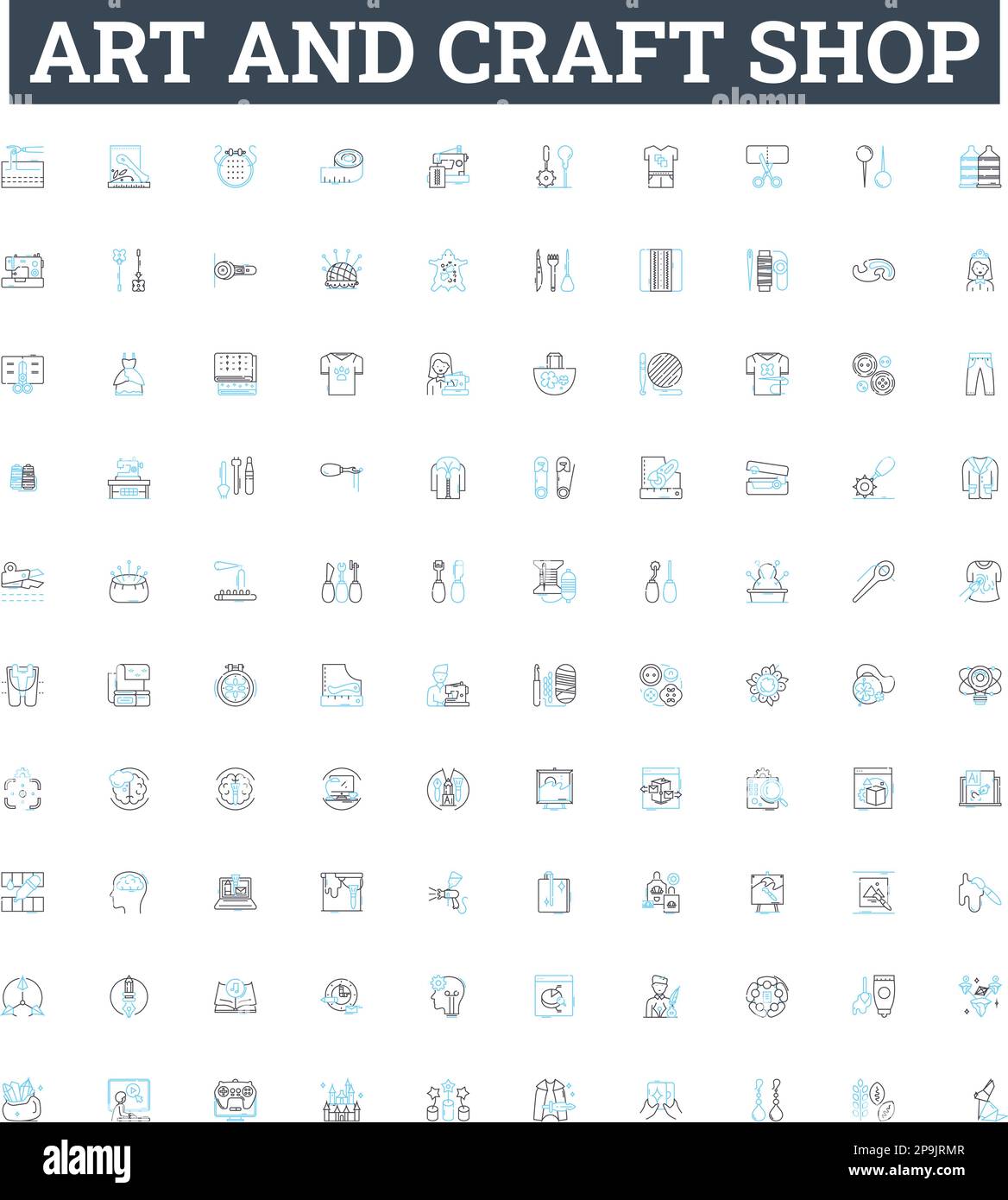 Art and craft shop vector line icons set. Supplies, Materials, Tools ...